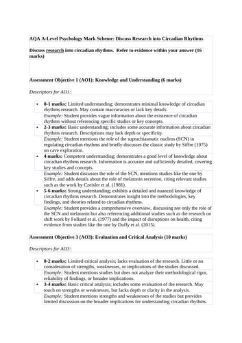 AQA A Level Psychology - Biopsychology - Biological rhythms Circadian ...
