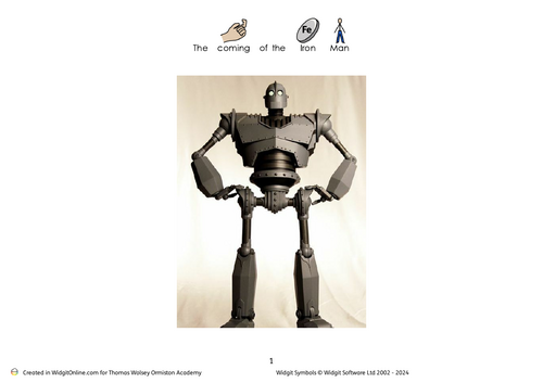 Widgit book - The coming of the Iron Man | Teaching Resources