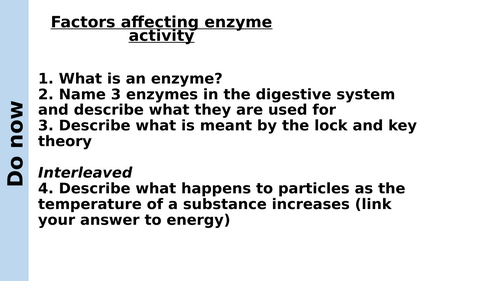 Factors affecting enzymes activity | Teaching Resources