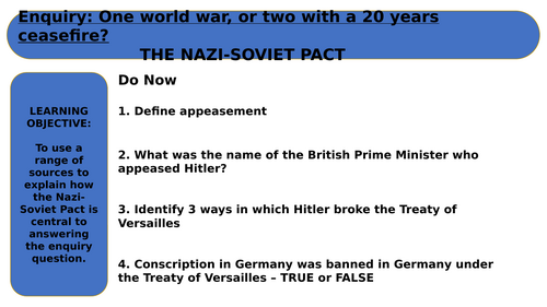 KEY STAGE 3 INTERNATIONAL RELATIONS ENQUIRY LESSON 10 THE NAZI-SOVIET ...