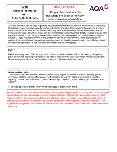 A-Level AQA Biology - Movement Required Practical | Teaching Resources