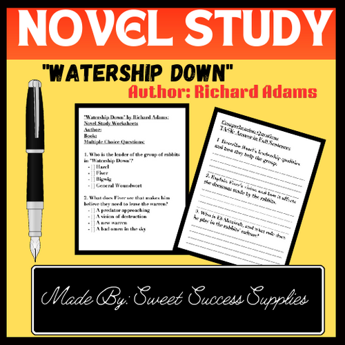 "Watership Down" by Richard Adams: Novel Study Worksheets, Questions ...