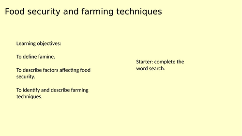 Food security | Teaching Resources