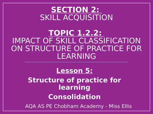 AQA A level PE Year 1 skill acquisition 11 lesson bundle | Teaching ...
