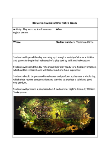 Activities and enrichment week for drama: Play in a day. | Teaching ...