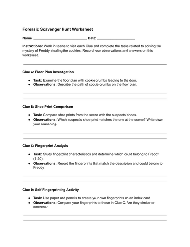 Forensic Scavenger Hunt Lesson | Teaching Resources