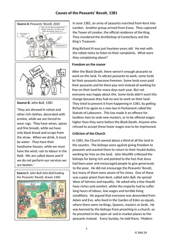What were the causes of the Peasants' Revolt in 1381? | Teaching Resources