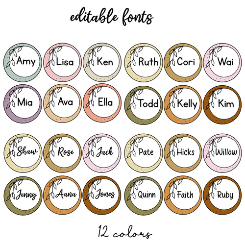 Printable Boho Dotty Floral Student Name Labels, Botanical Classroom ...