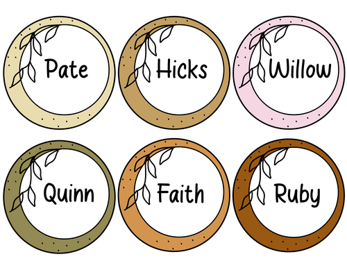 Printable Boho Dotty Floral Student Name Labels, Botanical Classroom ...