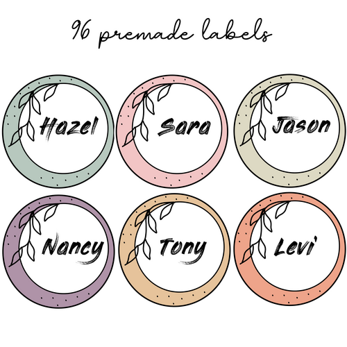 Printable Boho Dotty Floral Student Name Labels, Botanical Classroom ...