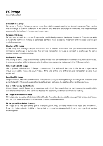 FX Swaps | Teaching Resources