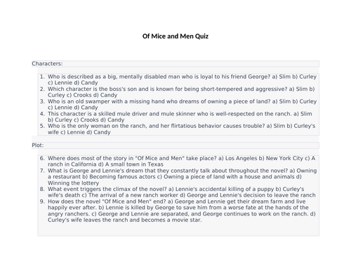IGCSE Of Mice and Men Lessons (5 weeks worth and Revision Lessons ...