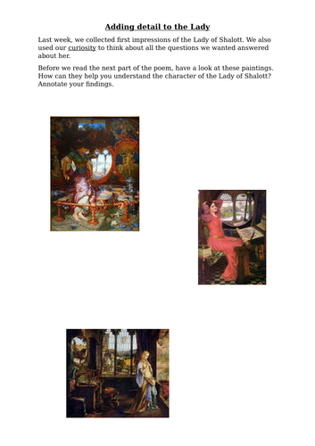 The Lady of Shalott by Alfred Lord Tennyson KS2 Unit of Work | Teaching ...