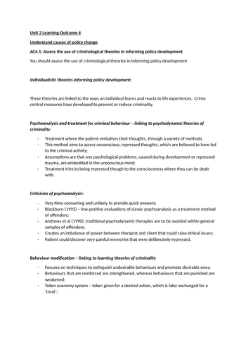 Criminology Unit 2 resources | Teaching Resources