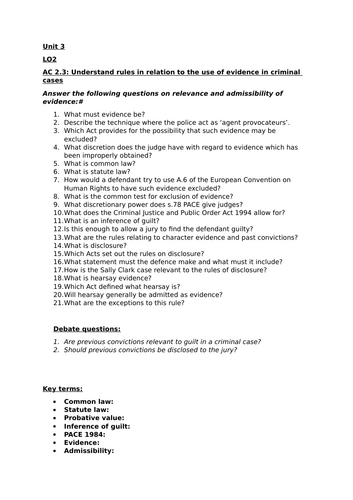 Criminology Unit 3 resources | Teaching Resources