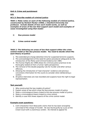 Criminology Unit 4 resources | Teaching Resources