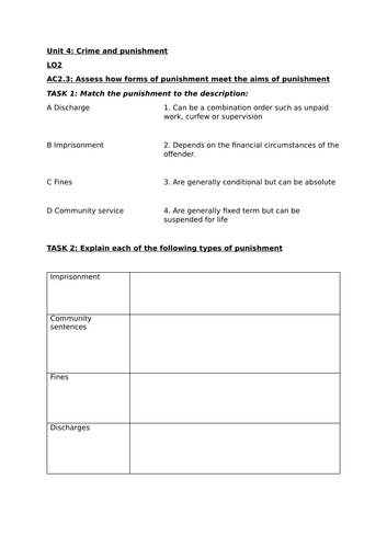 Criminology Unit 4 resources | Teaching Resources