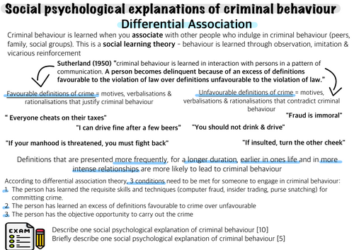 Eduqas Comp 3 Crime - social psych explanations knowledge organisers ...