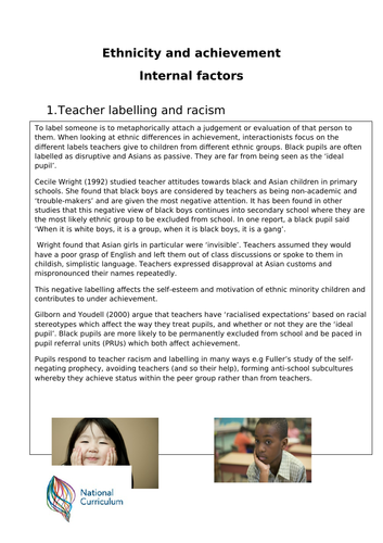 Ethnicity and Education - AQA Sociology | Teaching Resources