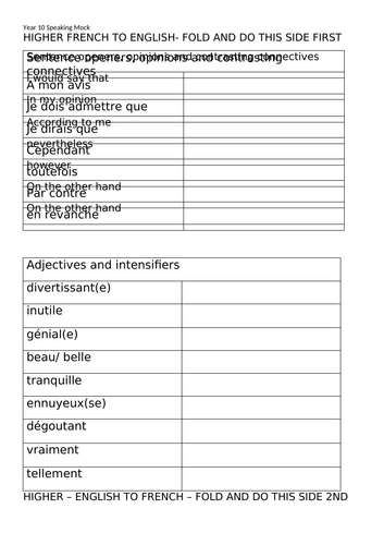 Speaking Mock Feedback Variety Sequence French | Teaching Resources