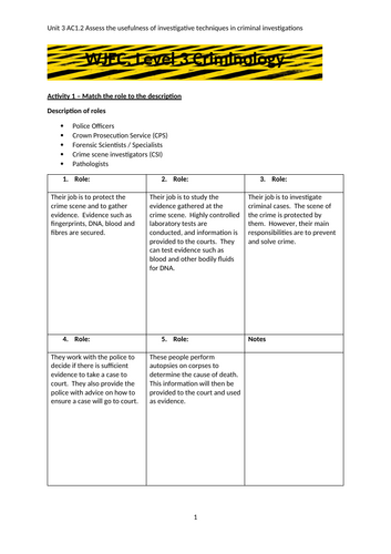 Criminology Effectiveness of Roles of Personnel Unit 3 AC1.1 WJEC ...