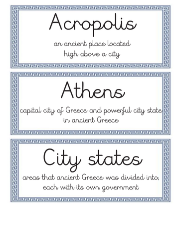 Ancient Greece Key Word Glossary Word Cards | Teaching Resources