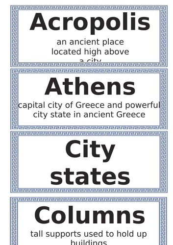 Ancient Greece Key Word Glossary Word Cards | Teaching Resources