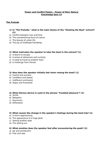 Power and Conflict Knowledge Quizzes | Teaching Resources