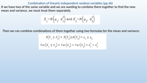 Edexcel A Level Statistics Linear Combinations Of Independent Normal