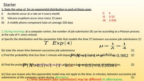 Edexcel A level statistics: Exponential distribution | Teaching Resources