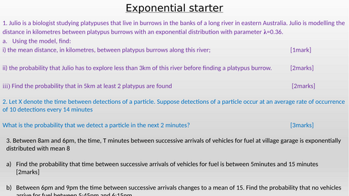 Edexcel A level statistics: Exponential distribution | Teaching Resources