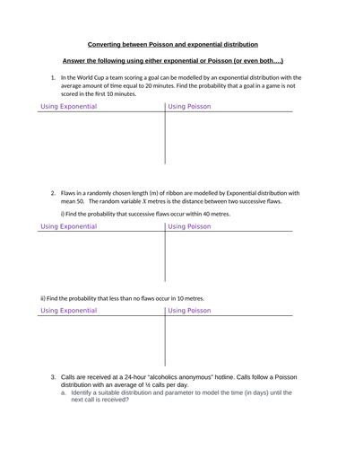 Edexcel A level statistics: Exponential distribution | Teaching Resources