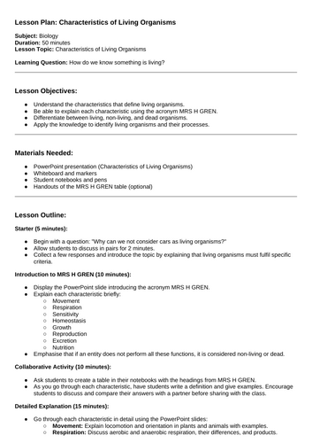 **iGCSE Biology Edexcel - CHARACTERISTICS OF LIVING ORGANISMS ...