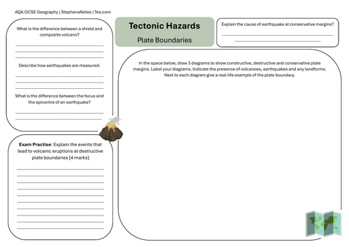 Natural Hazards Worksheet Set of 5 GCSE Geography | Teaching Resources