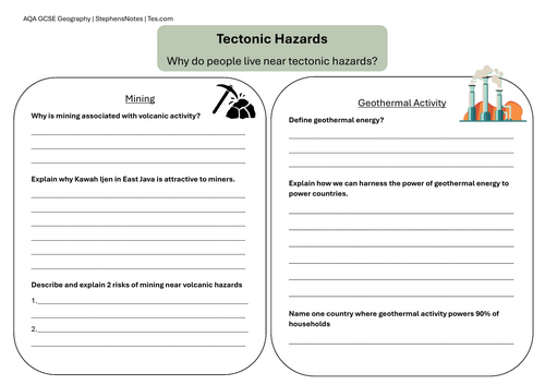 Natural Hazards Worksheet Set of 5 GCSE Geography | Teaching Resources
