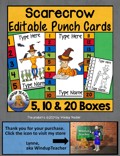 Scarecrow Reward Punch Cards - alternative to Sticker Charts - EDITABLE ...