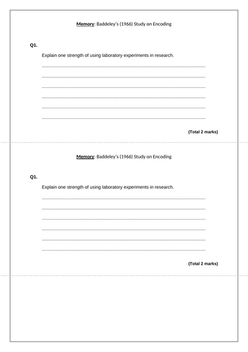 AQA GCSE Psychology: BADDELEY'S (1966) STUDY OF ENCODING - PROCESSES OF ...