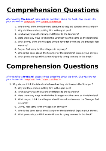 The Island by Armin Greder English Unit Year 5/6 | Teaching Resources