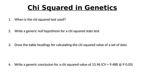 A-Level AQA Biology - Chi Squared in Genetics | Teaching Resources