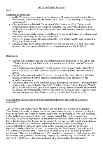 Jekyll and Hyde Revision Resource | Teaching Resources