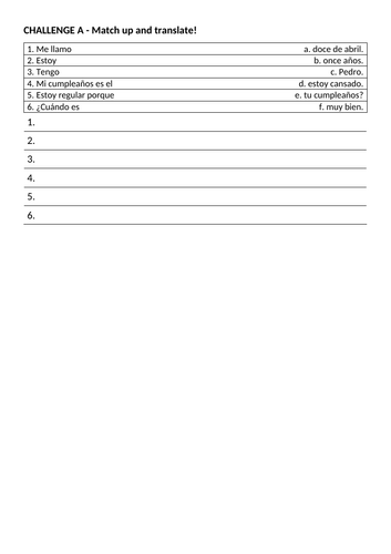 Spanish Sentence Builder Mi Cumpleanos - Birthday Conti Style ...