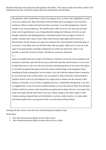 Jekyll & Hyde GCSE Lit Model Answer 2 | Teaching Resources Jekyll & Hyde GCSE Lit Model Answer 2 | Teaching Resources