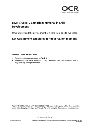 Child Development R059 Step by Step Support Materials | Teaching Resources