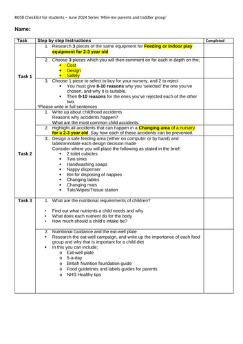Child Development R058 Step by Step Support Materials | Teaching Resources