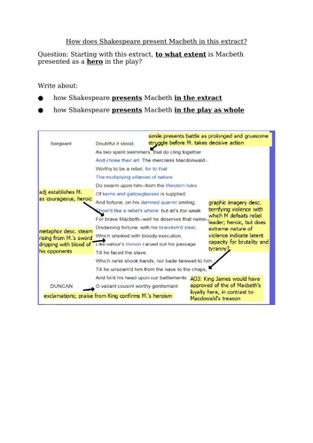 Macbeth GCSE Lit question and response | Teaching Resources