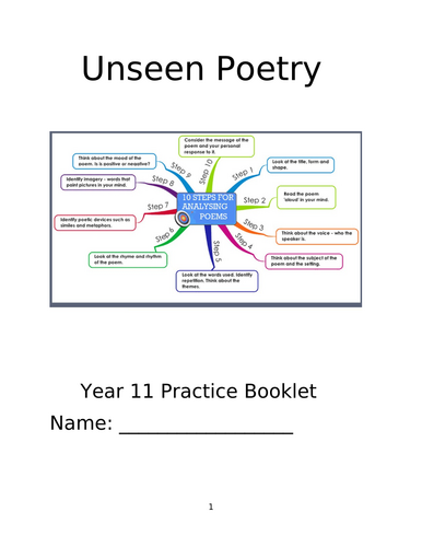 AQA Unseen Poetry practice booklet | Teaching Resources