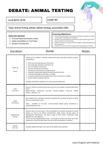 Debate: Fact-Checked Debate on Animal Experimentation | Teaching Resources