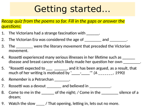 Christina Rossetti: Poem Lessons Bundle | Teaching Resources