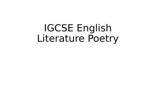 IGCSE Edexcel English Literature Poetry | Teaching Resources
