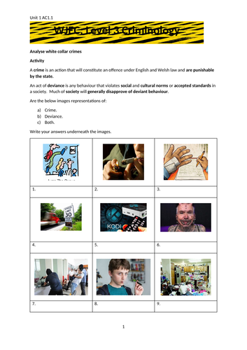 Criminology White Collar Crime Organised Corporate Crime Unit 1 AC1.1 ...